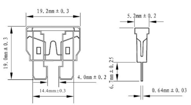 Blue Zinc Alloy Auto Blade Fuses Fast Fusing Medium Type 32 V 19*19*4mm